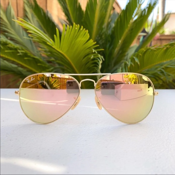 Ray-Ban | Accessories | Like New Ray Ban Aviator Copper Pink Mirror ...